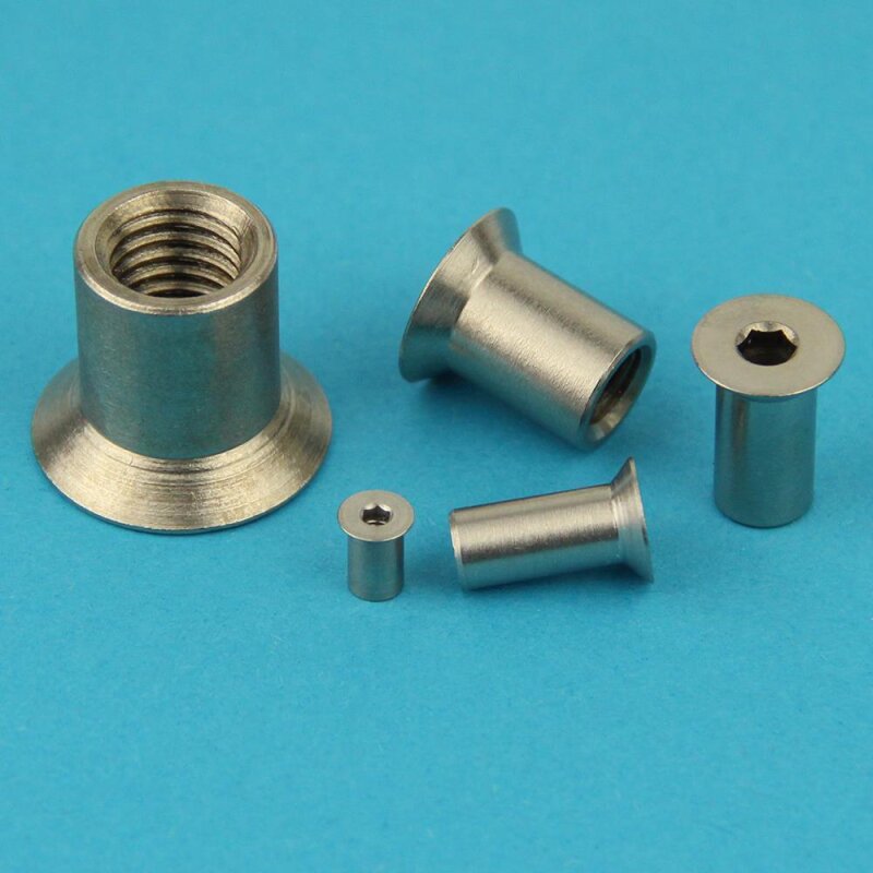 Hülsenmuttern M6 X 16 mit Senkkopf und Innensechskant INOX